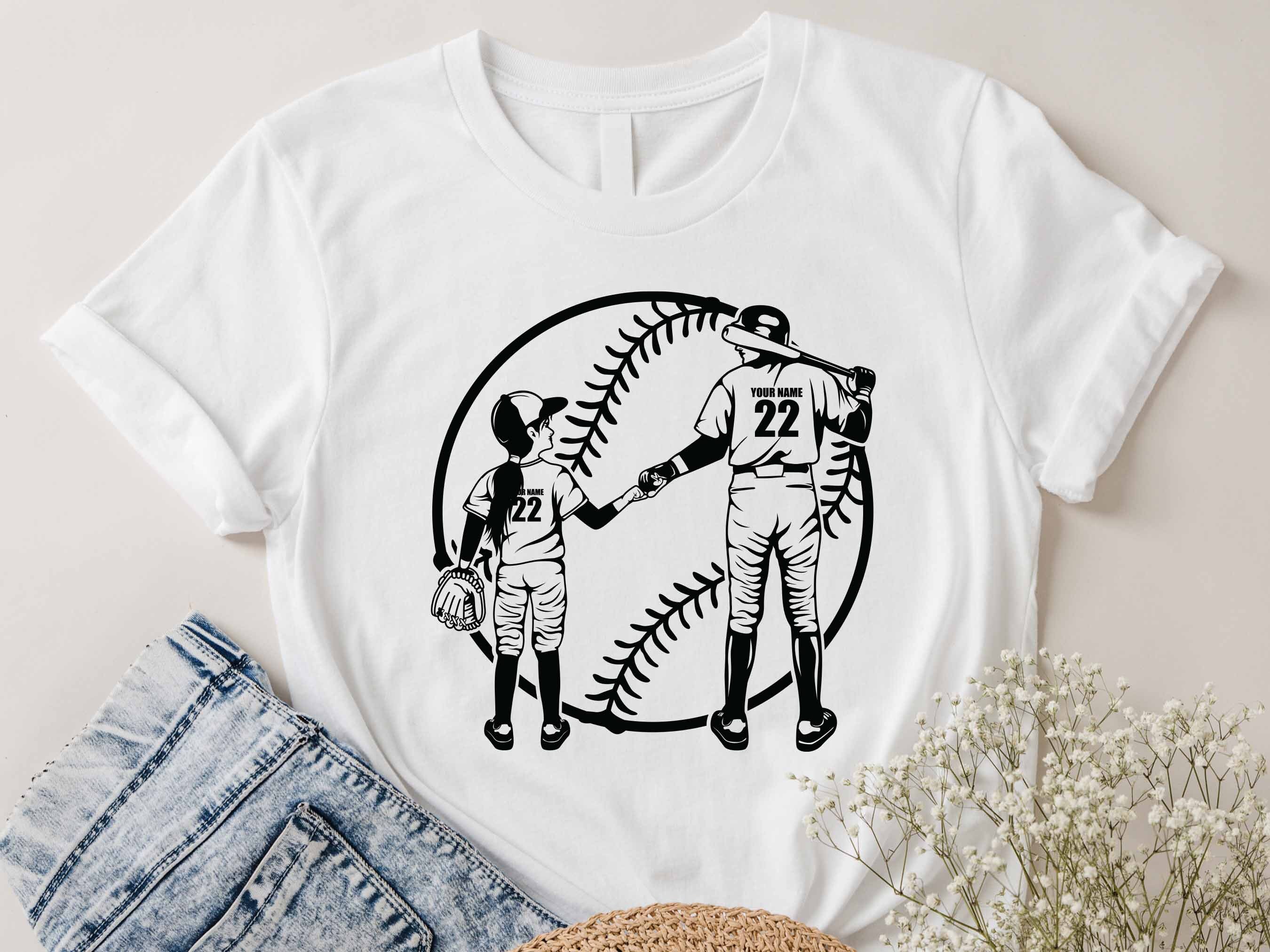 Dad and Daughter Softball Svg, Softball Kid Girl Svg, Personalized Name ...