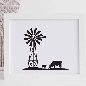 Farm Svg, Farming Svg, Cattle Svg, Farm Scene Svg, Cattle and Windmill ...