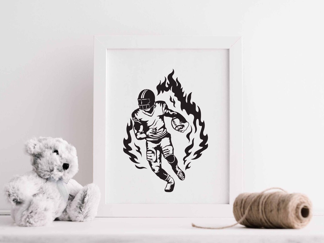 Football Svg, Flaming Football Player Svg, Football Team Svg, Football ...