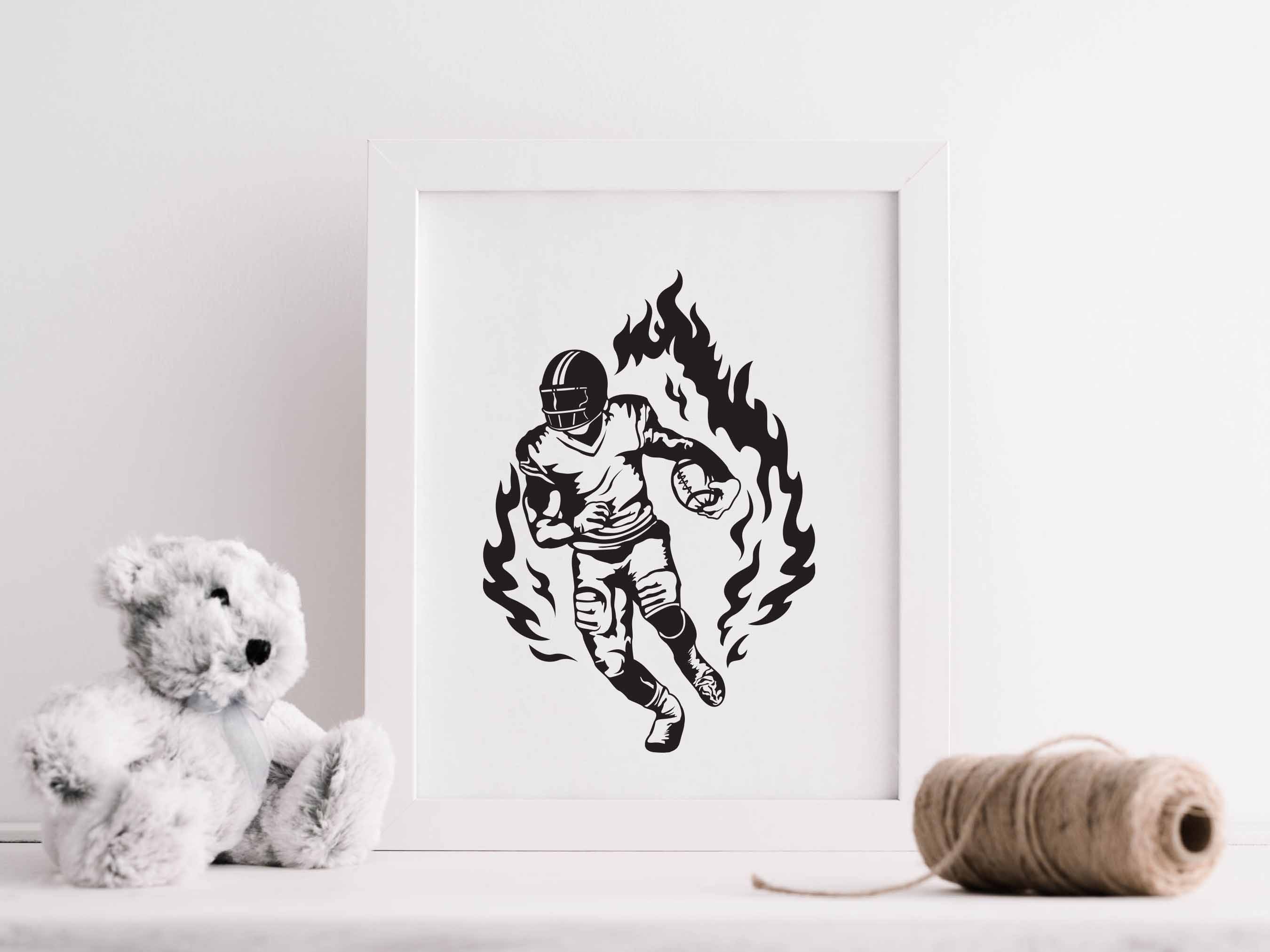 Football Svg Flaming Football Player Svg Football Team Svg - Etsy