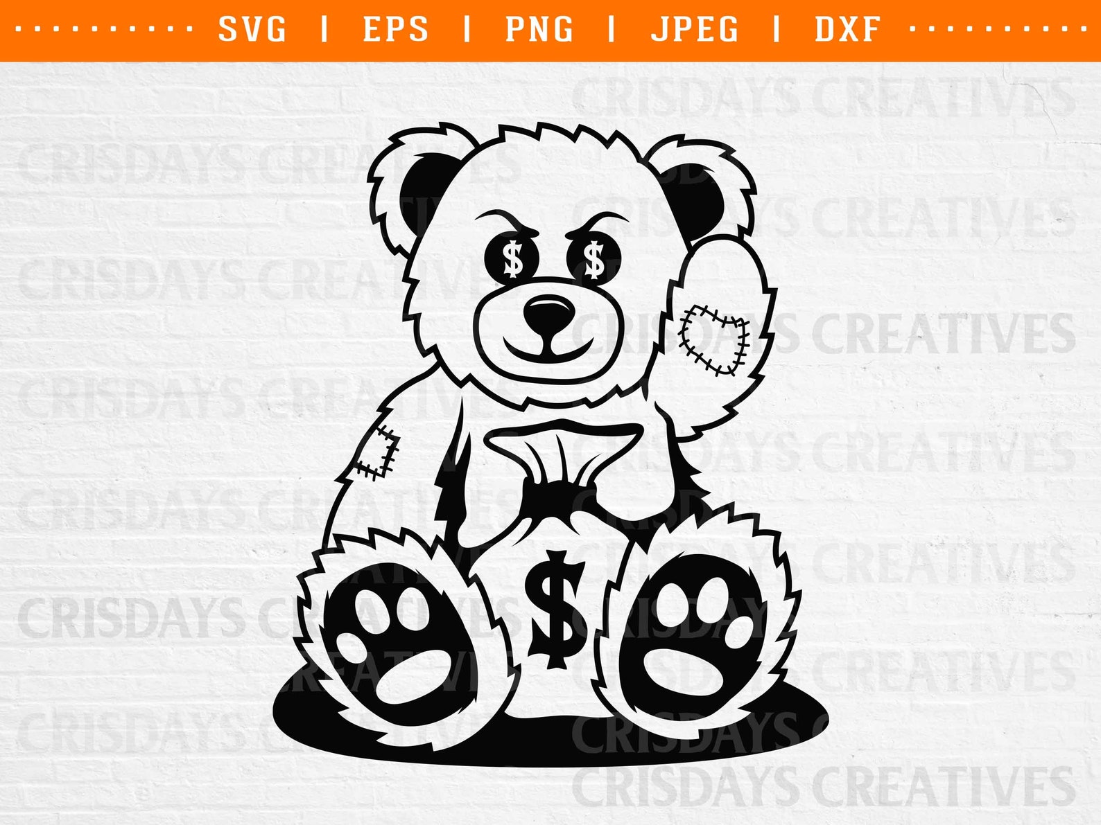 Bear Money Bag Svg Cute Little Gangster Svg Teddy Bear King - Etsy