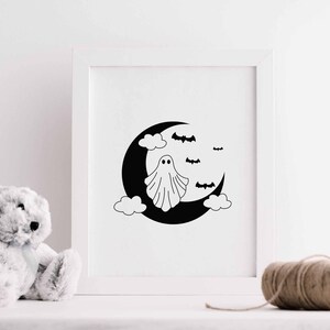 Ghost on Moon Svg, Halloween Moon Svg, Moon Ghost, Ghost Svg, Ghost Png ...