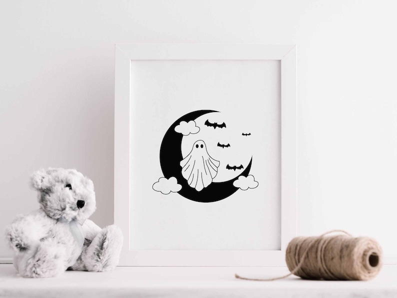 Ghost on Moon Svg Halloween Moon Svg Moon Ghost Ghost Svg - Etsy
