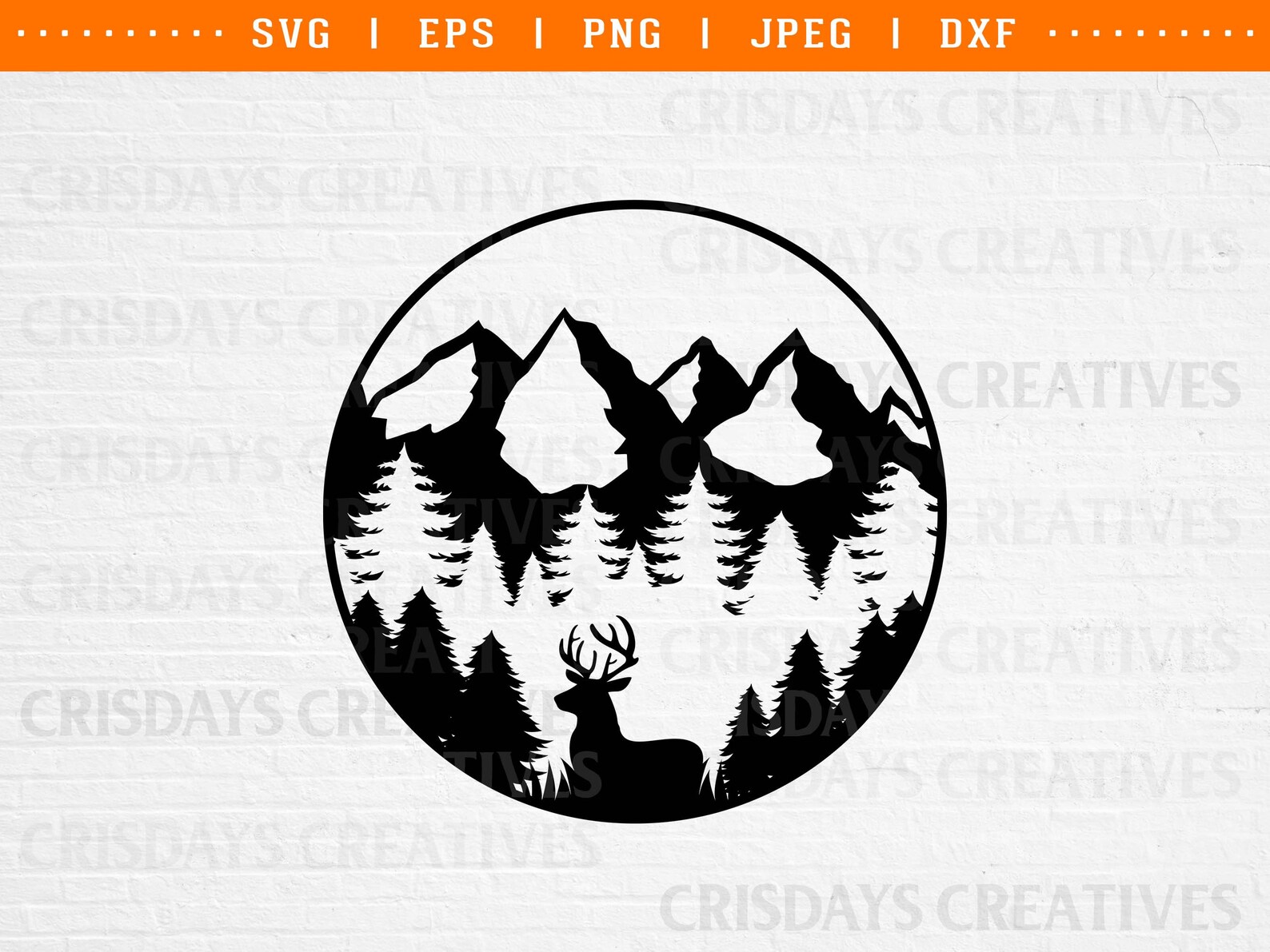 Deer Svg, Deer Scene, Deer Scene Svg, Deer Scene Dxf, Deer Forest, Deer ...