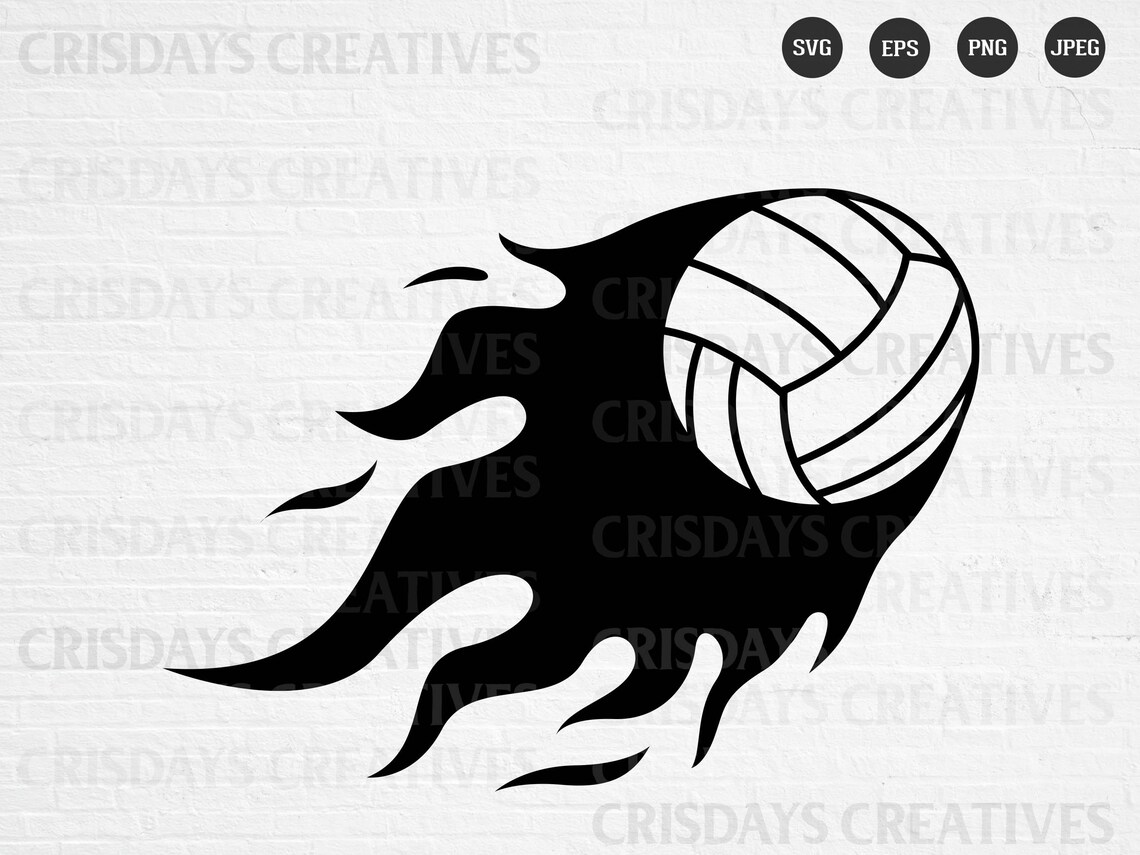 Flaming Volleyball Player Svg Volleyball Svg Flaming | Etsy
