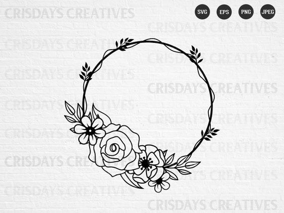 Flower Wreath Svg Wreath Svg Flower Monogram Svg Floral - Etsy