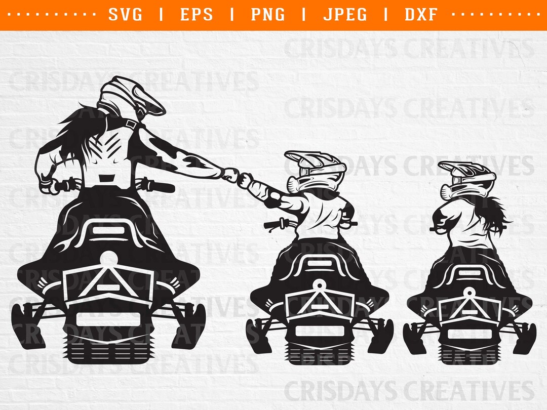 Snowmobile Svg, Snowmobiling Svg, Mom and Kids Snowmobile Svg, Winter ...