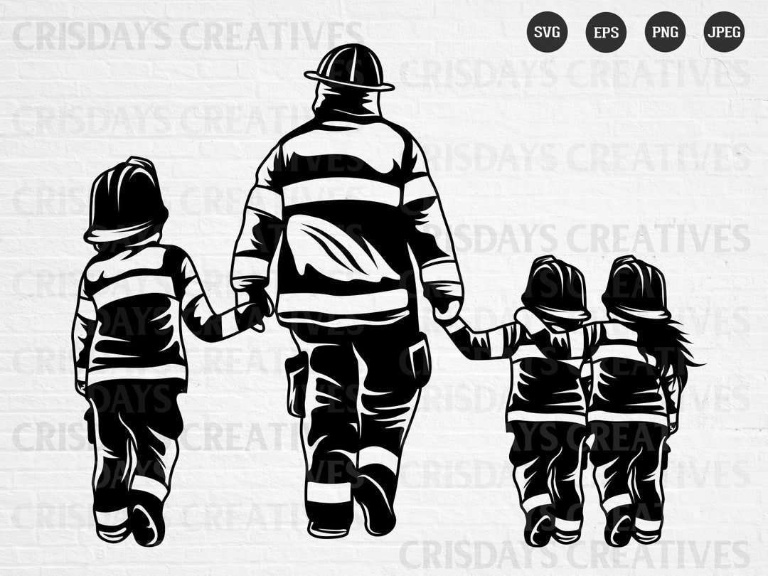 Father and Kids Firefighter Svg| Firefighter SVG| Firefighter Dad Svg ...