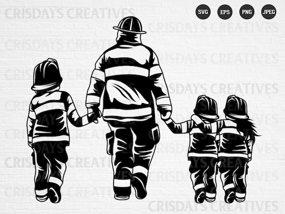 Father and Kids Firefighter Svg Firefighter SVG Firefighter - Etsy