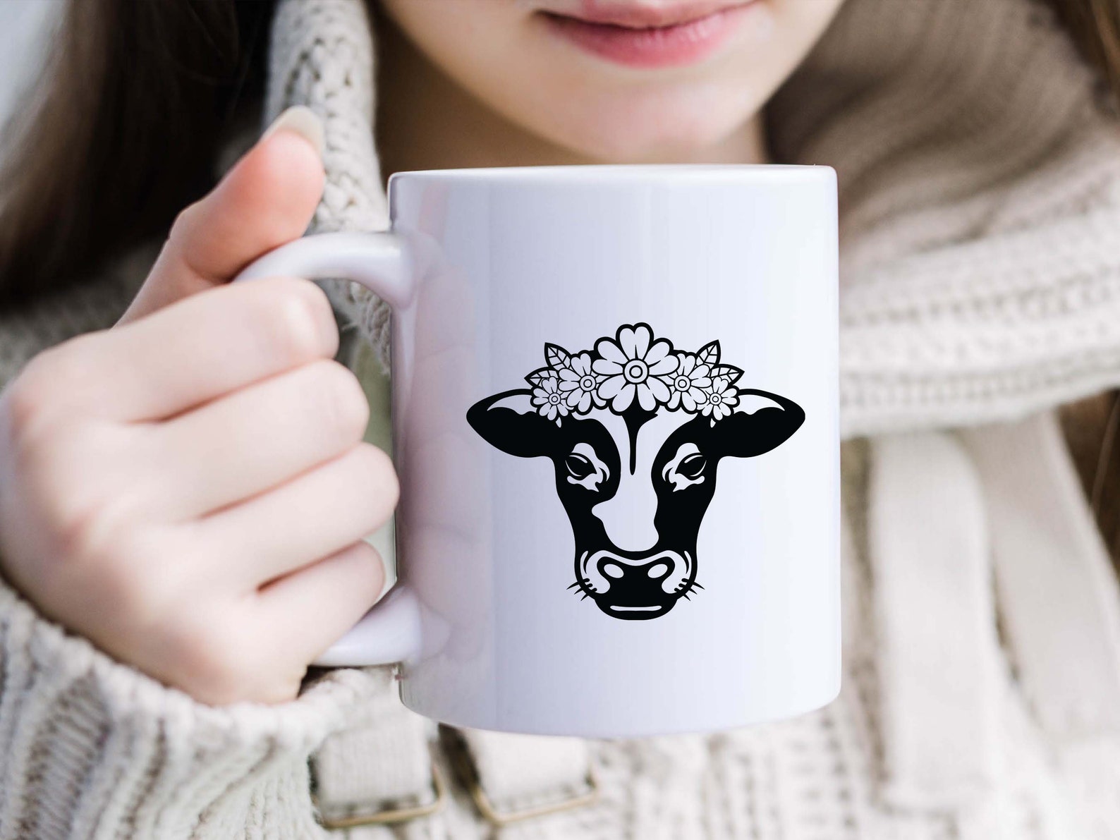 Floral Cow SVG Cow With Wreath Svg Heifer Svg Cow Head Svg - Etsy