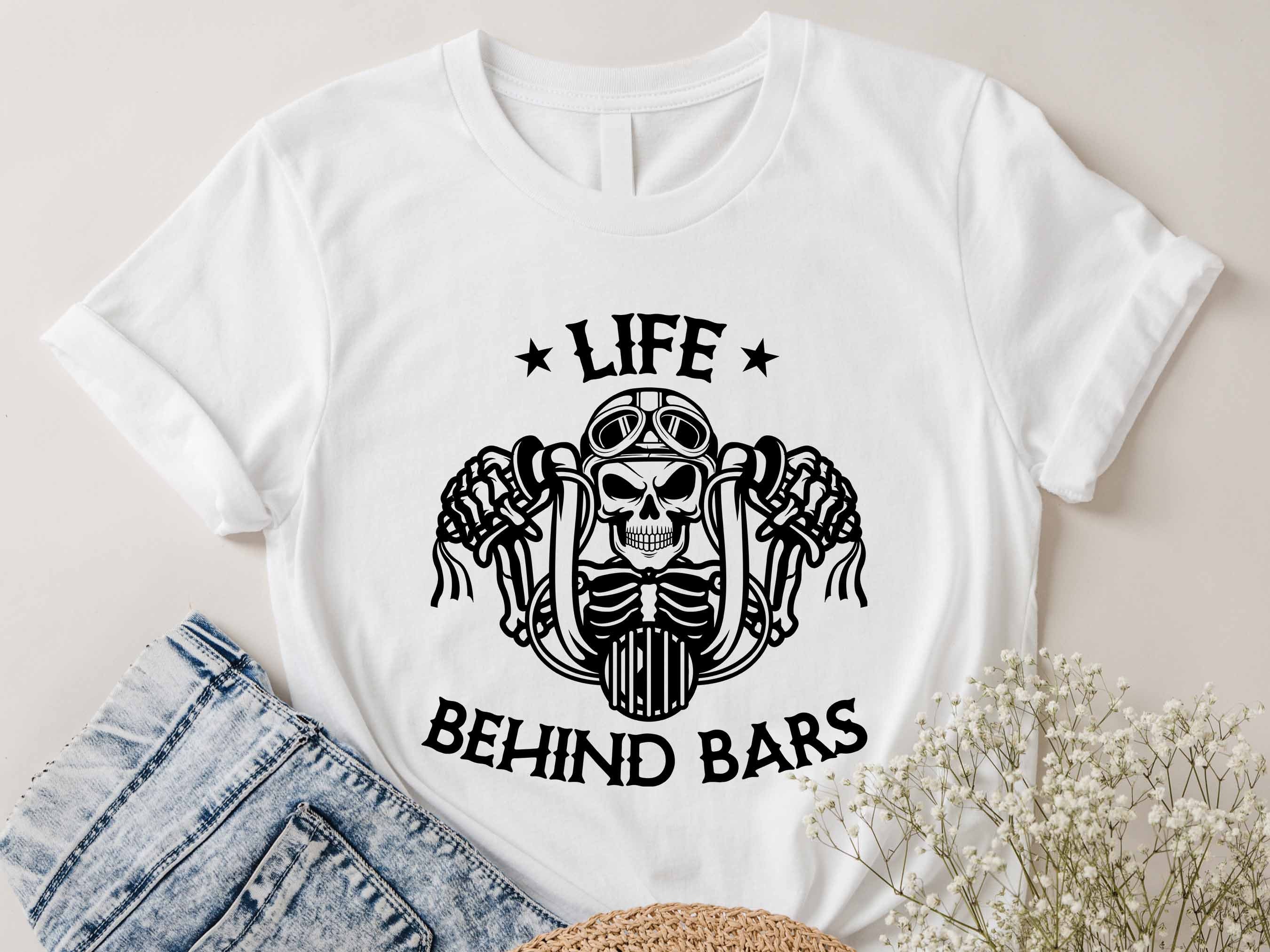 Life Behind Bars Svg| Skeleton Motorcycle Rider Svg| Motorcycle Rider ...