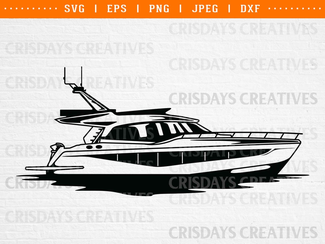 Yacht Clipart, Boat Svg, Yacht Vector, Floating Yacht Png, Boat ...