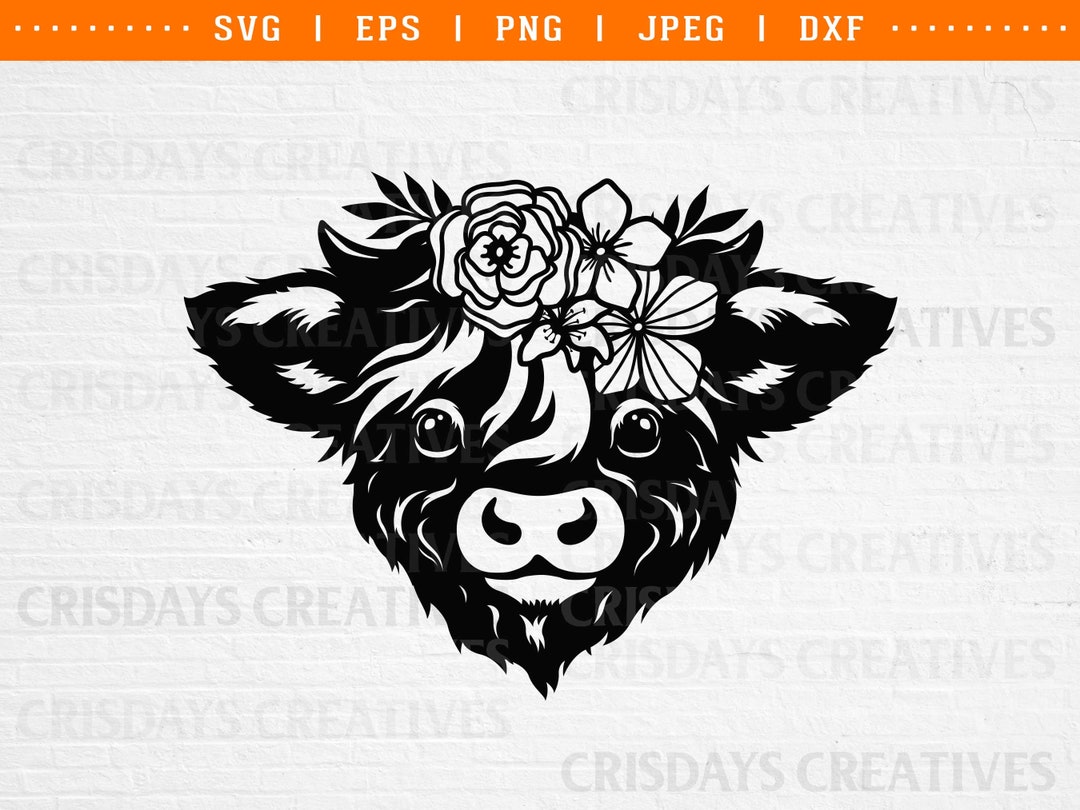 Floral Baby Cow Svg, Cute Cow Svg, Baby Cow Svg, Cow Head With Flowers ...