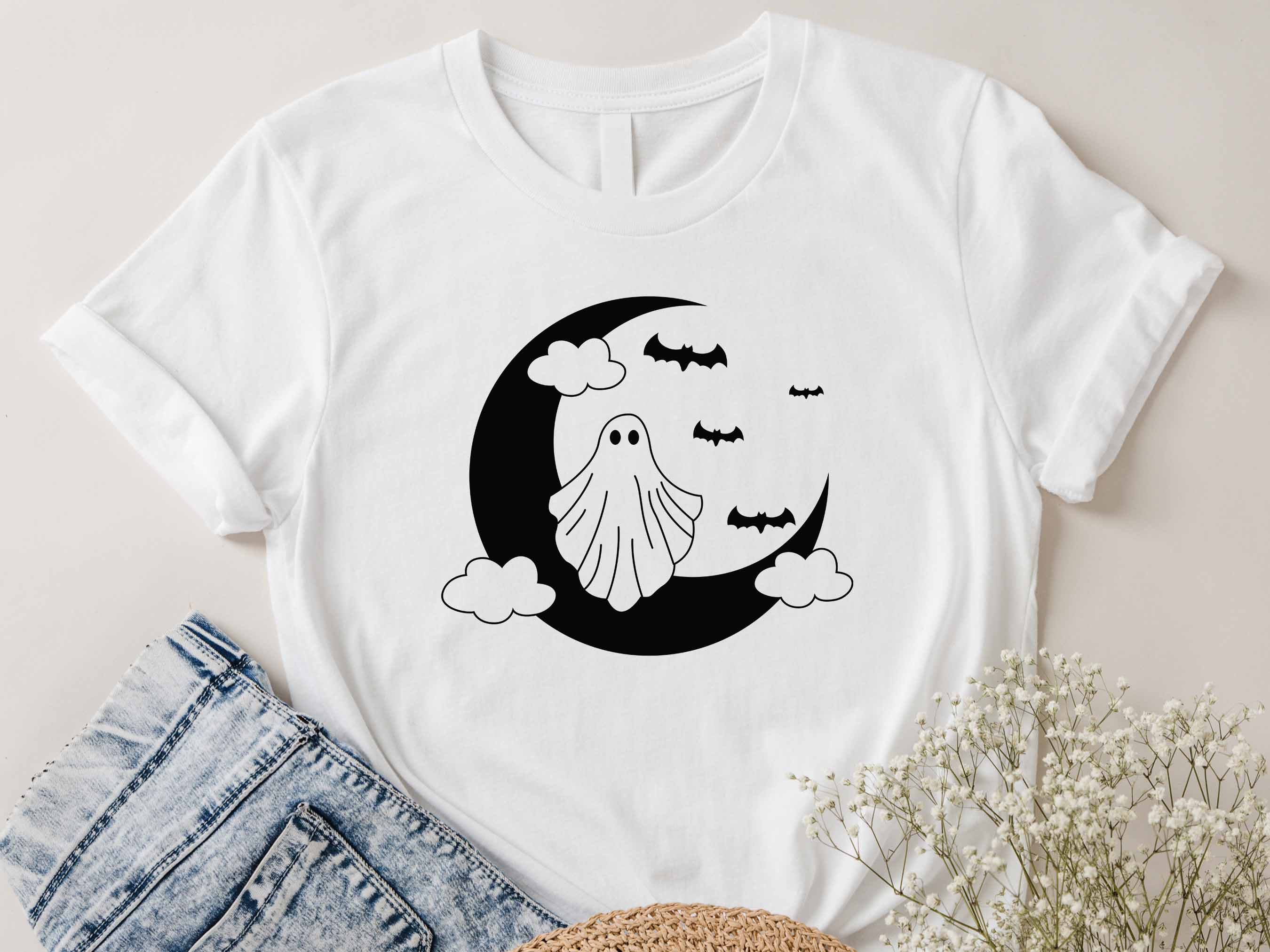 Ghost on Moon Svg Halloween Moon Svg Moon Ghost Ghost Svg - Etsy