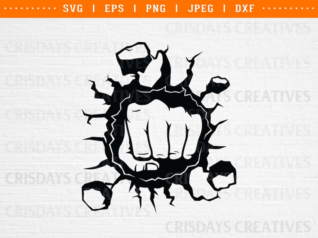 Smash Punch Svg, Hand Punch Svg, Hand Breaking the Wall Svg, Strong ...