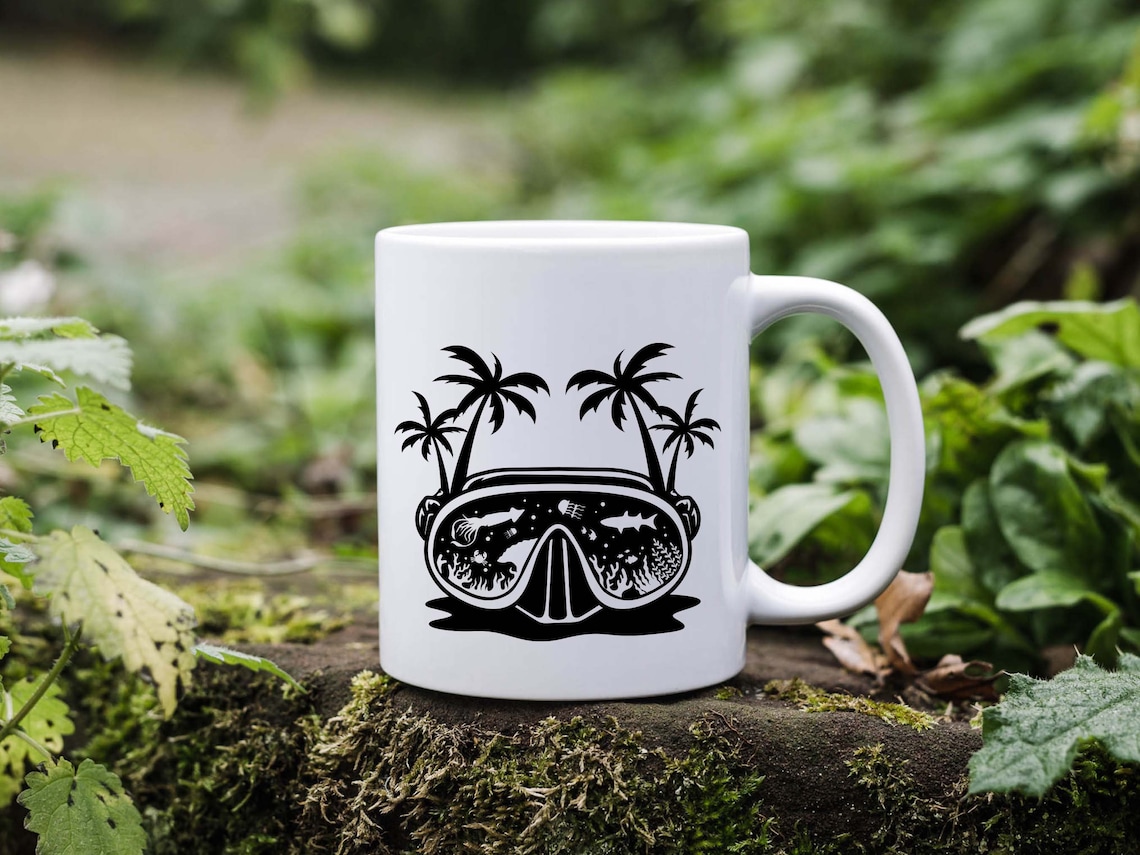 Tropical Scuba Mask Svg| Scuba Diver Mask Svg| Diving Svg| Free Diving ...