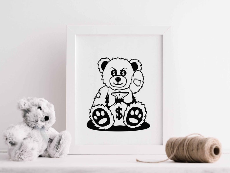 Bear Money Bag Svg Cute Little Gangster Svg Teddy Bear King - Etsy
