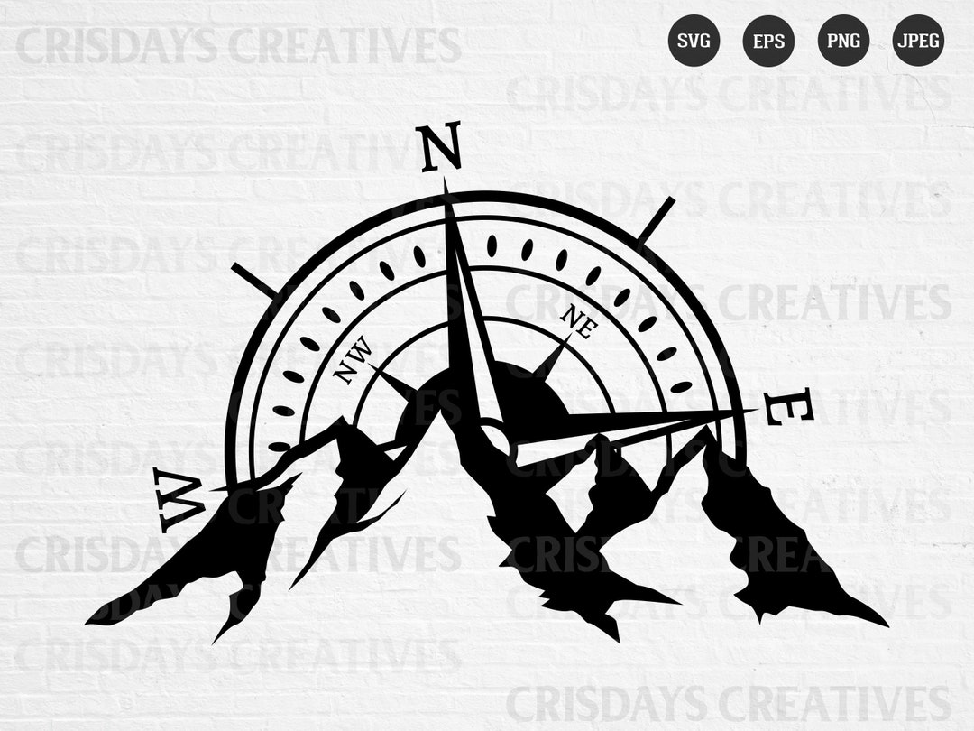 Mountain Compass Svg| Compass Svg| Compass Rose Svg| Nautical Compass ...