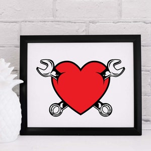 Heart With Cross Combi Wrench Svg| Open Wrench SVG| Wrench Logo| Wrench ...