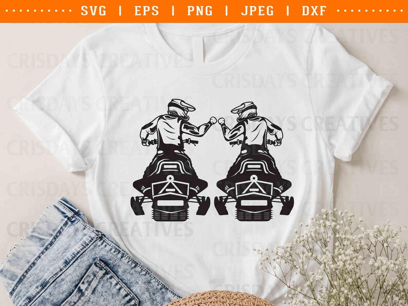 Best Buddies Snowmobile Ride SVG, Snowmobiling Friends Silhouette ...