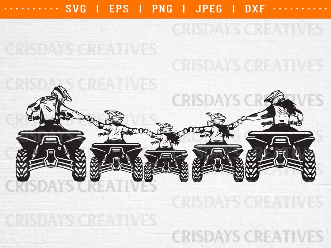 Mom Dad and Kids Riding ATV Svg, ATV Riding Svg, ATV Racing Svg, Family ...
