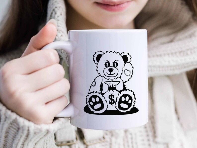 Bear Money Bag Svg Cute Little Gangster Svg Teddy Bear King - Etsy