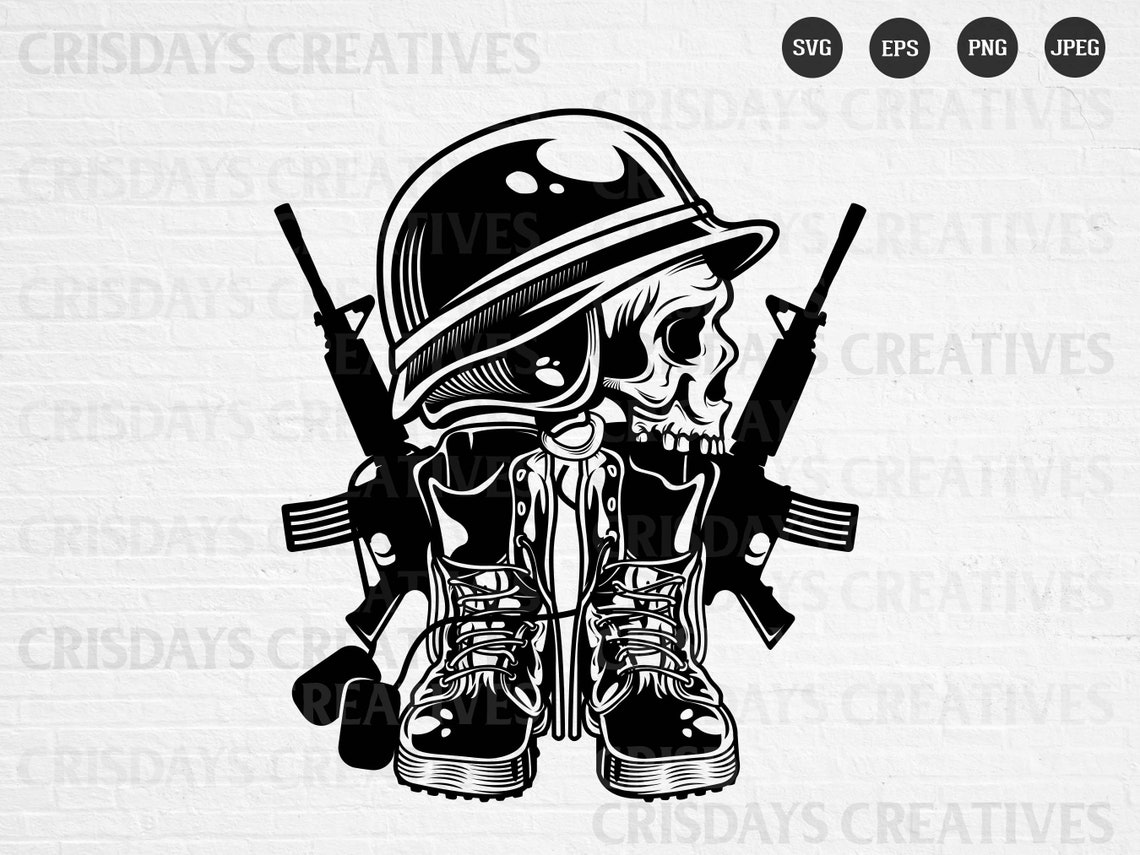 Patriotic Svg Combat Boots Svg Skull Soldier Svg Rifle Svg | Etsy