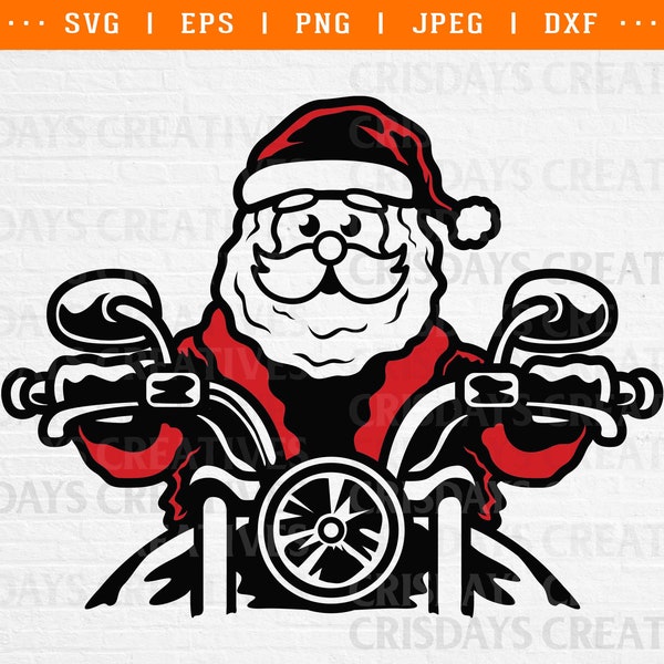 Santa Motorcycle Svg - Etsy