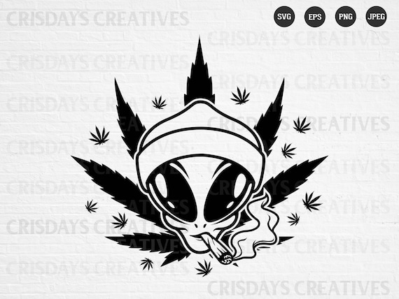 Smokingalien Svg Cannabis Svg Alien Svg Alien Smoking Weed | Etsy