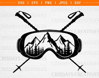 Snow Mountain Goggles Svg - Etsy