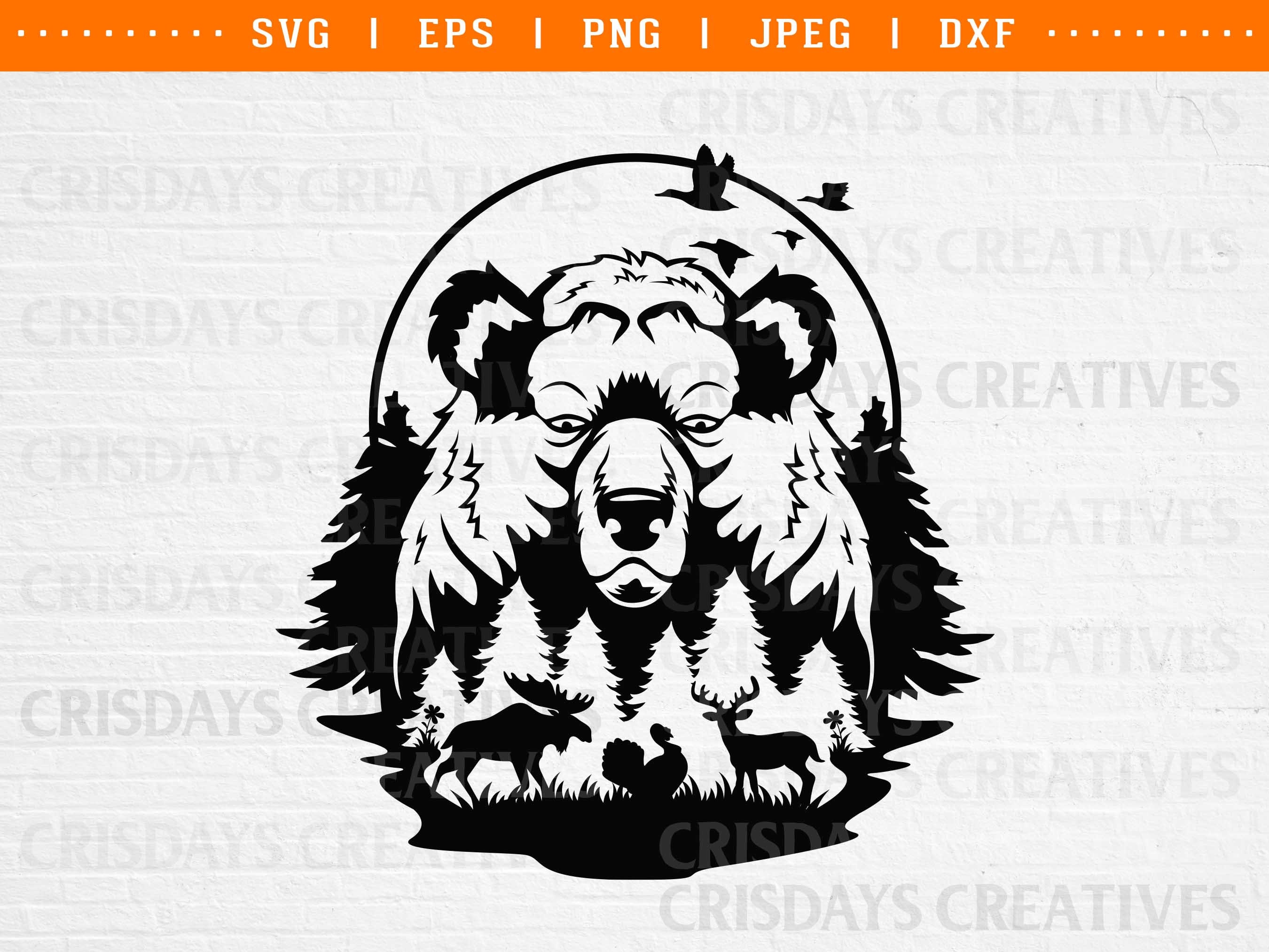 Bear Svg File Bear in the Woods Bear Mountain Svg Mountains - Etsy