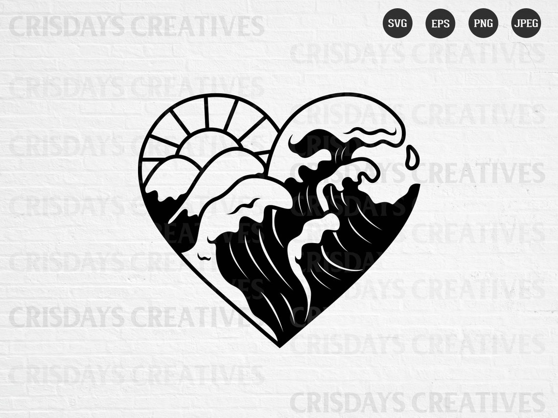 Heart Waves Svg, Heart Wave Art, Wave Art Png, Love Waves Svg, Wave ...
