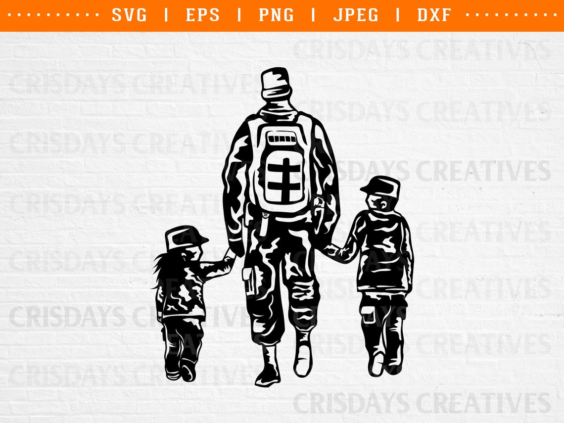 Dad and Kids Soldier SVG| Soldier Dad SVG| Military Dad Svg| Dad Life ...