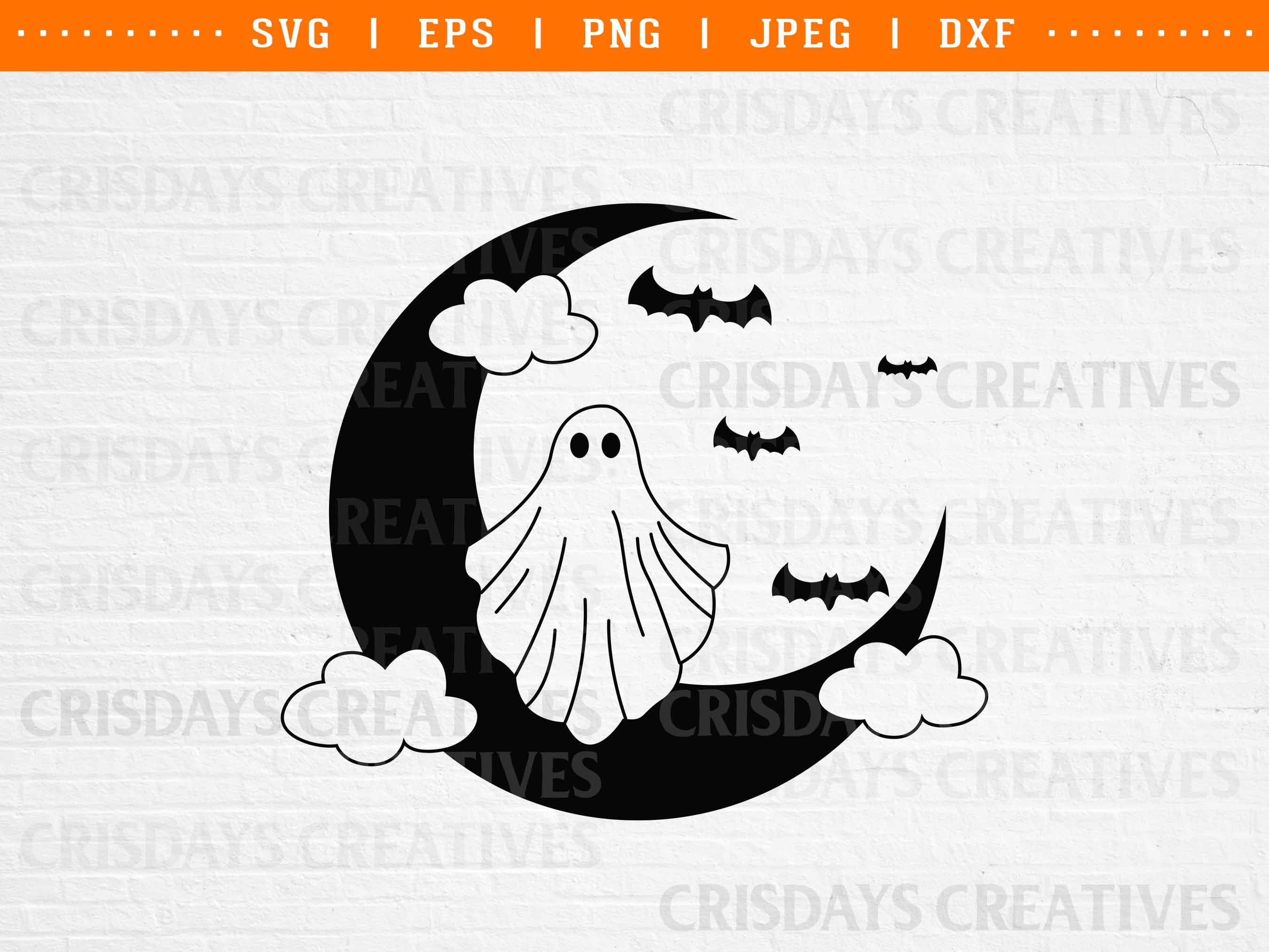 Ghost on Moon Svg Halloween Moon Svg Moon Ghost Ghost Svg - Etsy
