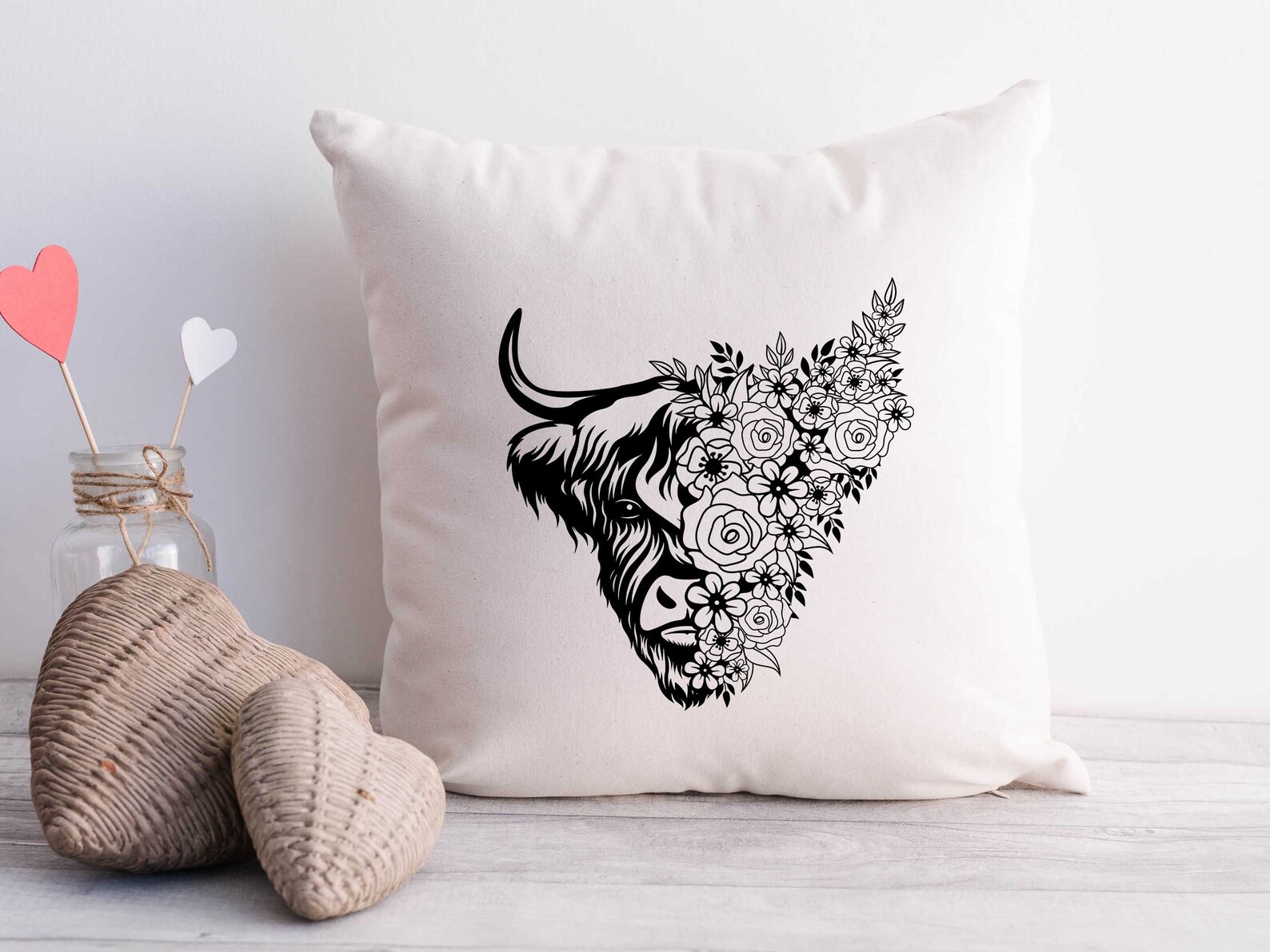 Floral Highland Cow Svg Cow With Flowers Svg Heifer Png - Etsy