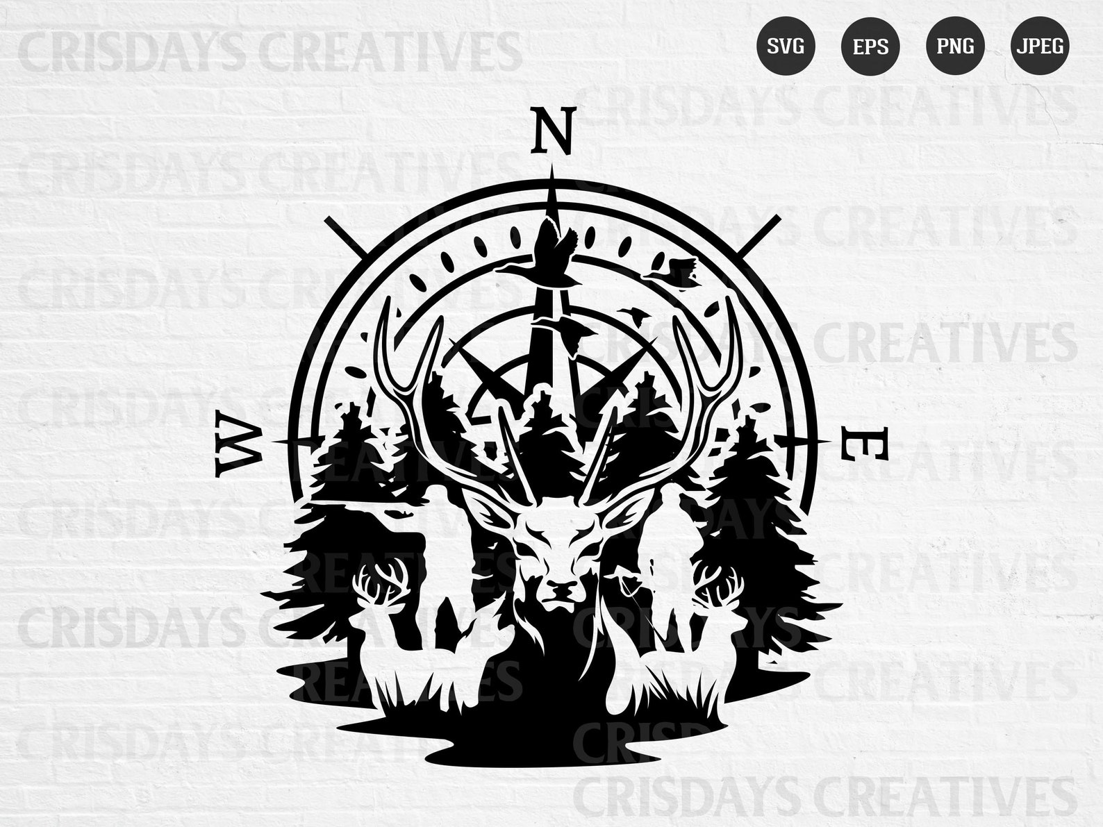 Hunting Deer Svg Deer Hunting Svg Hunting Compass Svg US - Etsy