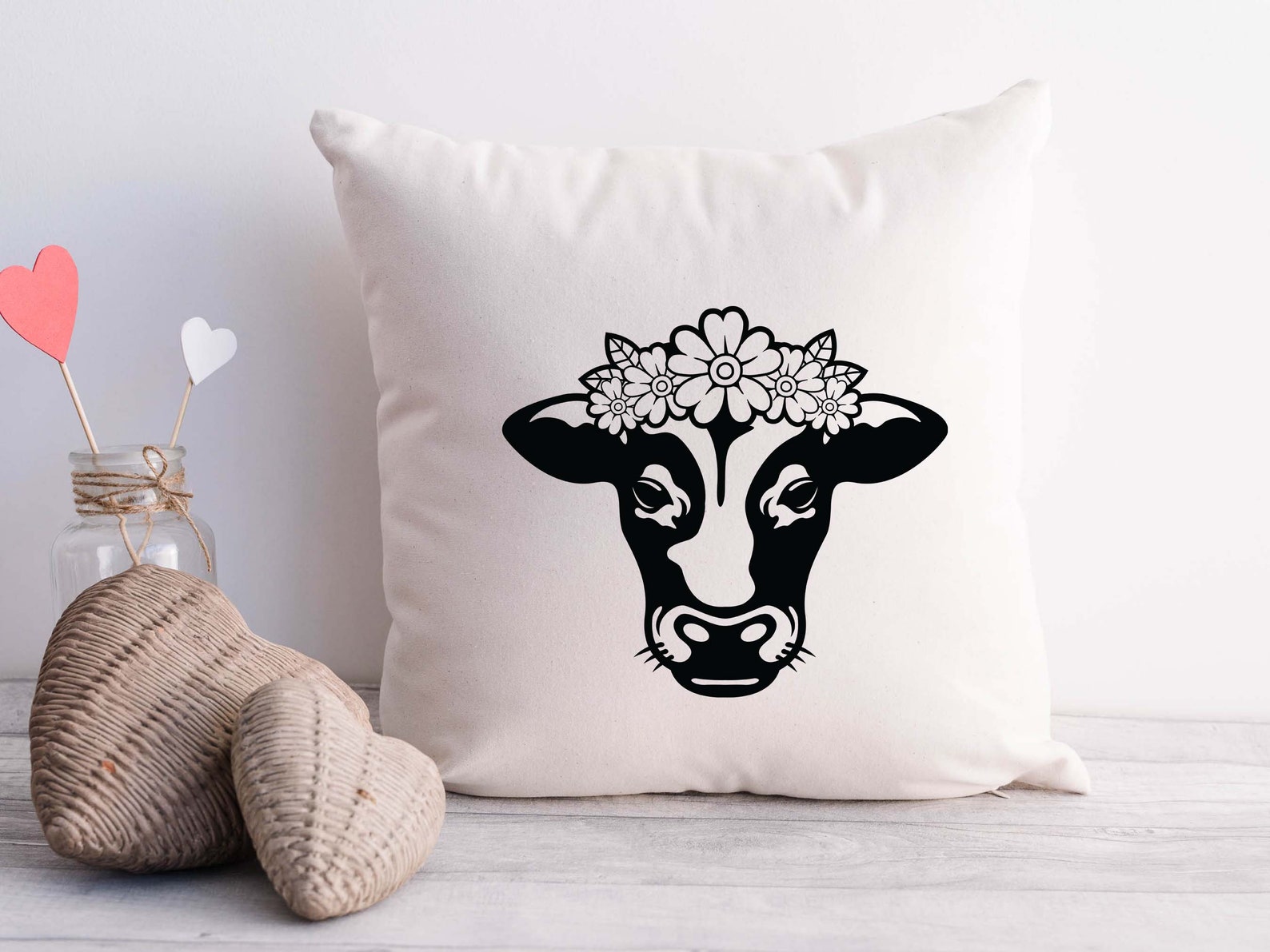 Floral Cow SVG Cow With Wreath Svg Heifer Svg Cow Head Svg - Etsy