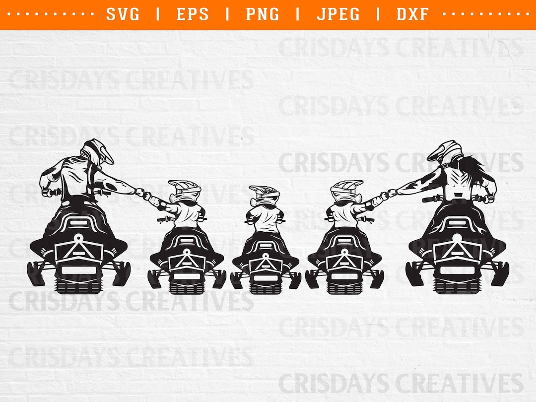 Snowmobile Family Svg, Family Snowmobile Svg, Family of Five Svg ...