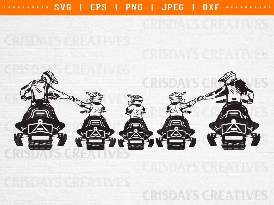 Snowmobile Family Svg Family Snowmobile Svg Family of Five - Etsy