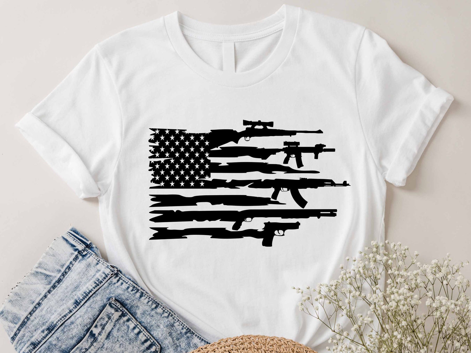 Guns Flag USA Svg Us Flag Guns Svg American Flag With Guns - Etsy