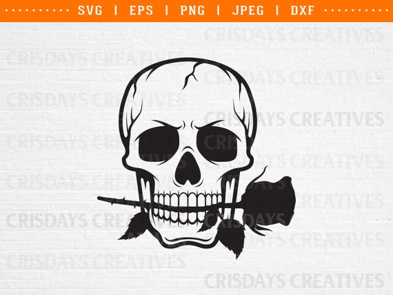 Skull With Rose Svg Skull Biting Rose Svg Rose Svg Flower - Etsy