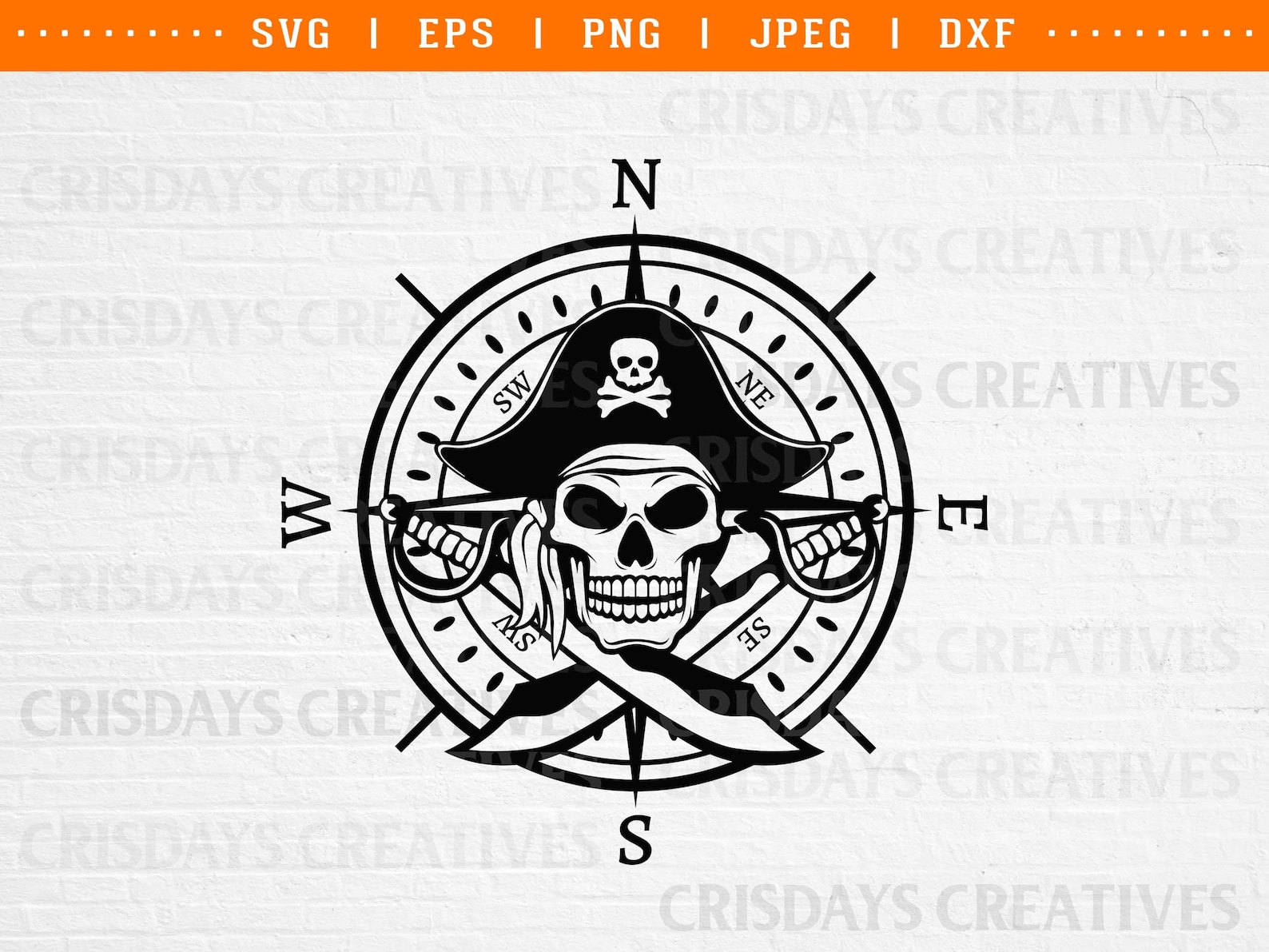 Pirate Skull Compass Svg Pirate Compass Svg Compass Svg - Etsy