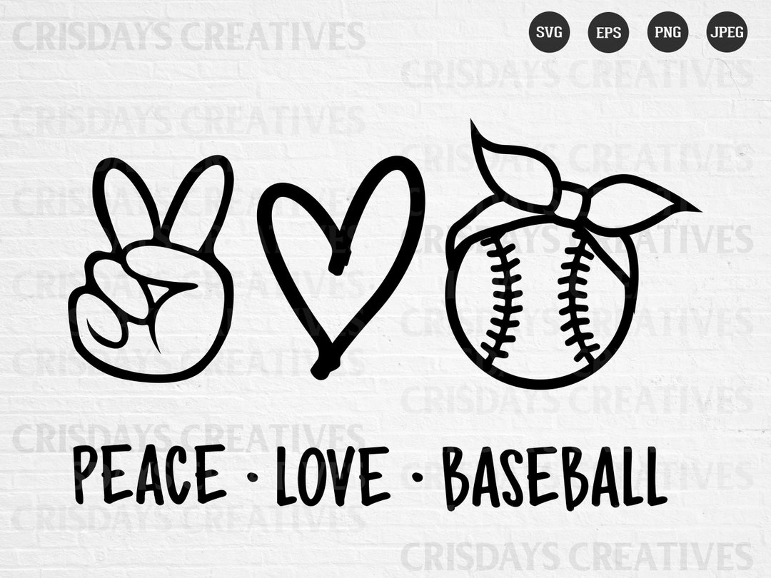 Peace Love Baseball SVG| Baseball SVG, Baseball Stitch Svg| Baseball ...