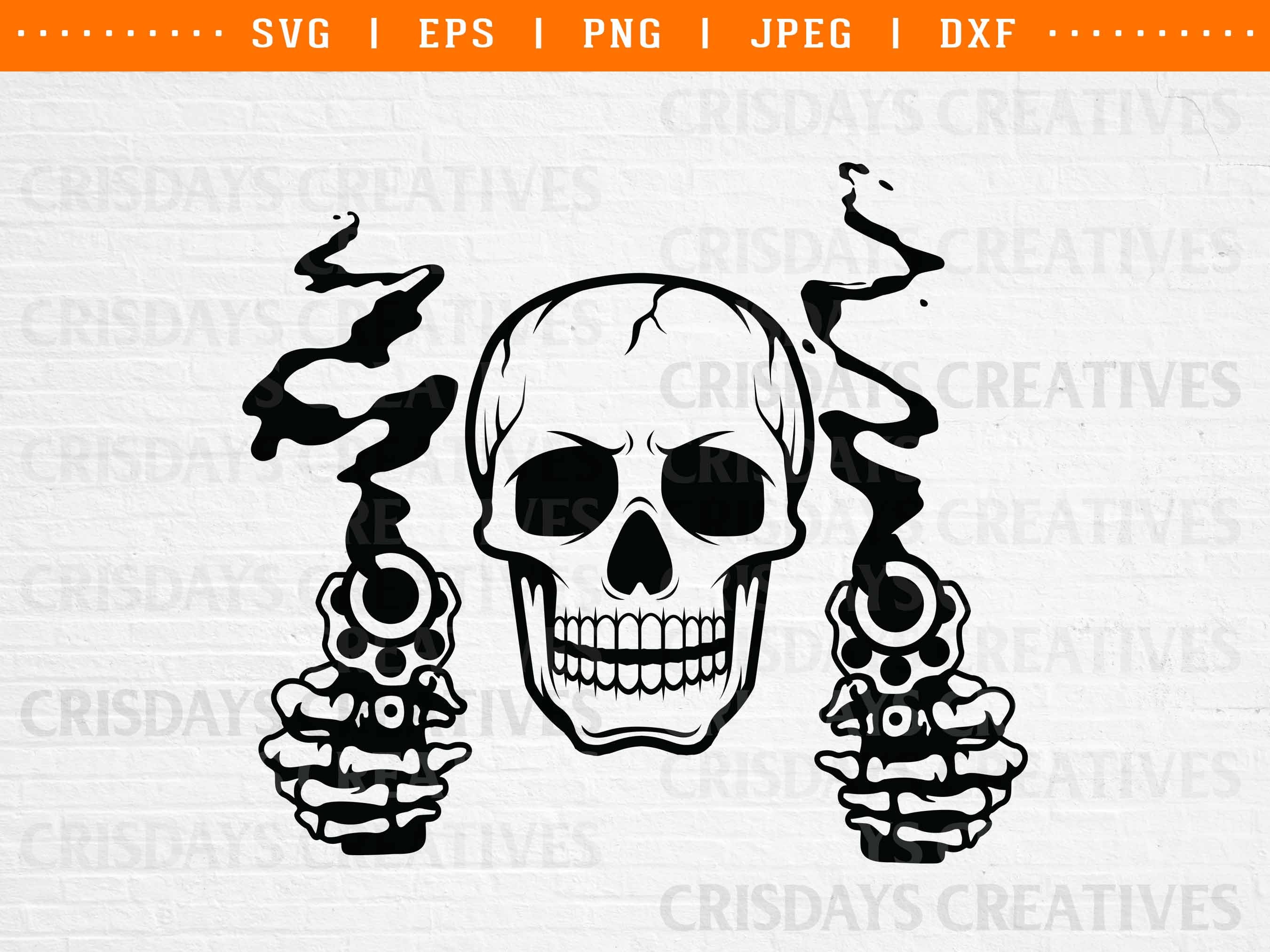 Skull With Guns Svg Skull Guns Svg Skull Svg Skull Clipart - Etsy