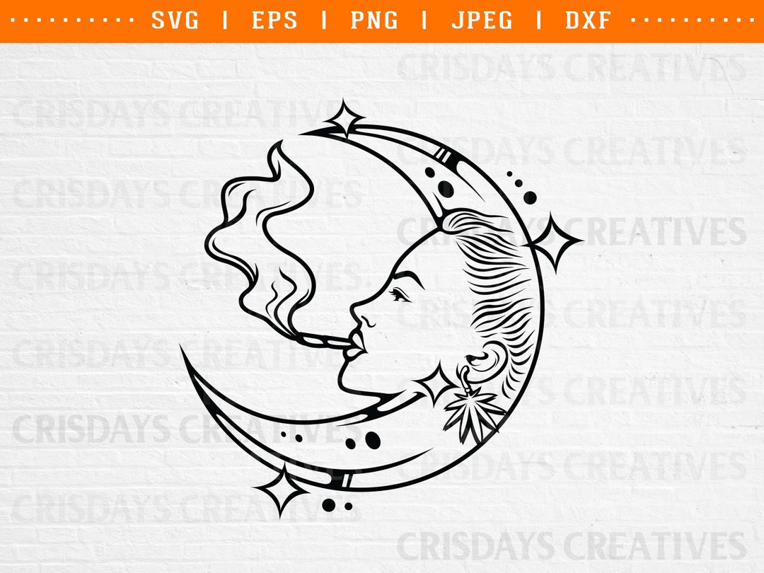 Weed Moon Smoking Svg| Cannabis Svg| Moon Weed Svg| Cannabis Tshirt ...