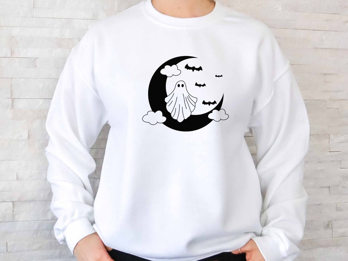 Ghost on Moon Svg Halloween Moon Svg Moon Ghost Ghost Svg - Etsy