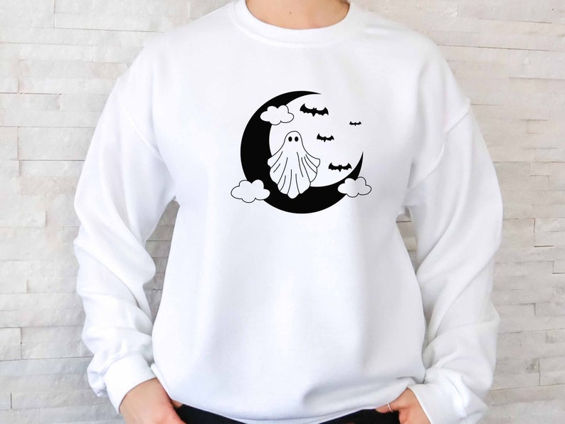 Ghost on Moon Svg Halloween Moon Svg Moon Ghost Ghost Svg - Etsy