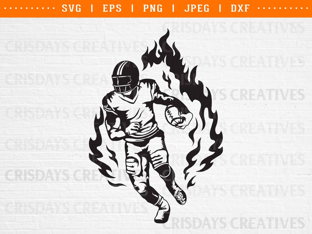 Football Svg, Flaming Football Player Svg, Football Team Svg, Football ...