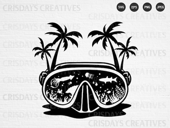 Tropical Scuba Mask Svg Scuba Diver Mask Svg Diving Svg - Etsy