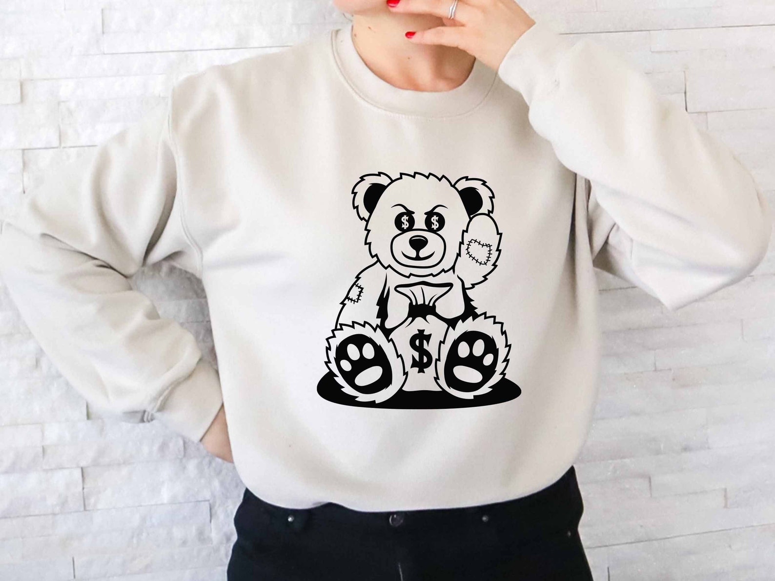 Bear Money Bag Svg Cute Little Gangster Svg Teddy Bear King - Etsy